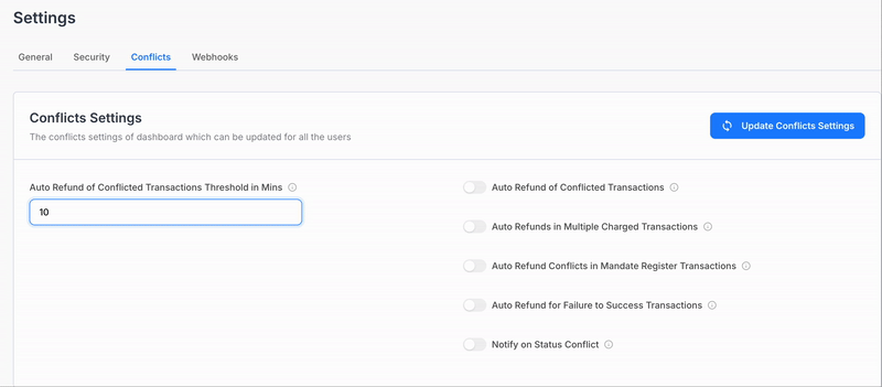 Click on this toggle to enable Auto refund for Multiple Charged Transactions.
